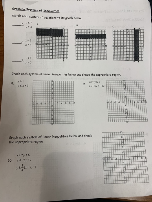 Solved alitie Match each system of equations to its graph | Chegg.com