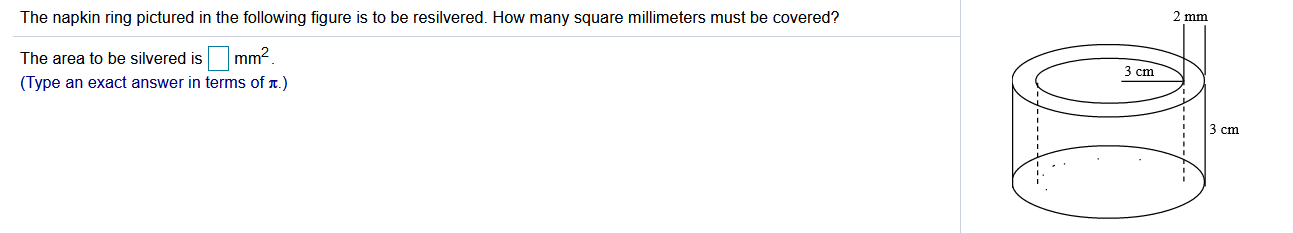 Solved The napkin ring pictured in the following figure is | Chegg.com
