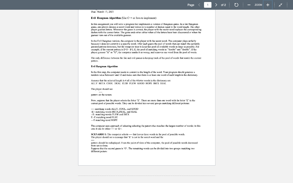 Solved Due: March 17, 2021 Evil Hangman Algorithm (Use | Chegg.com