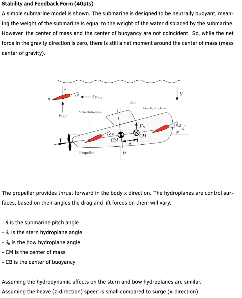 A simple submarine model is shown. The submarine is | Chegg.com
