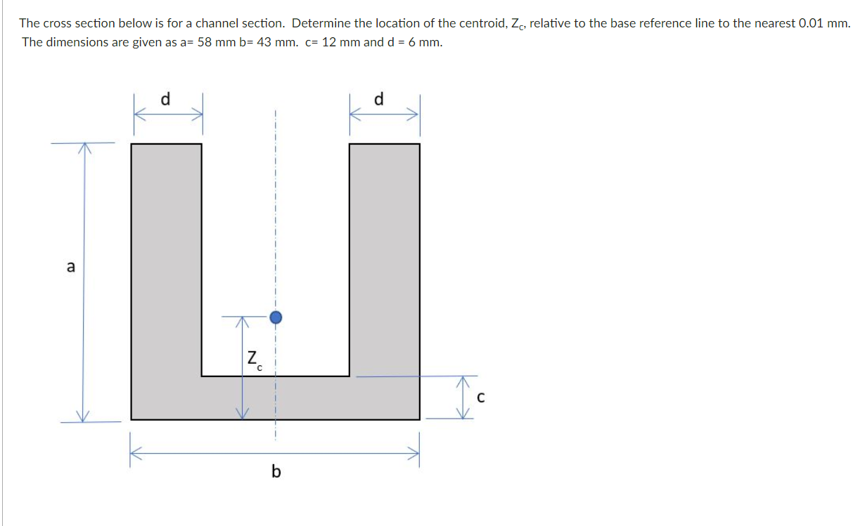 Solved The cross section below is for a channel section. | Chegg.com
