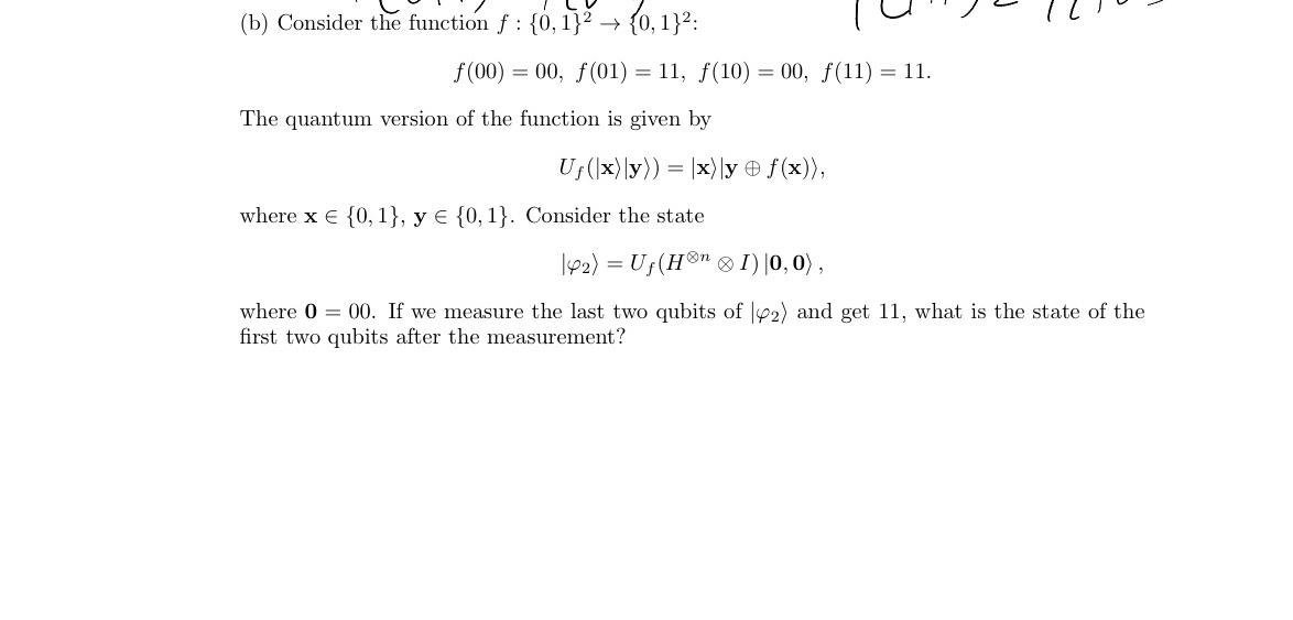 Solved (b) Consider the function f:{0,1}2→{0,1}2 : | Chegg.com