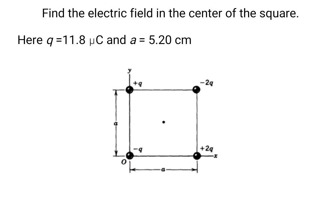 Solved Find the electric field in the center of the square. | Chegg.com