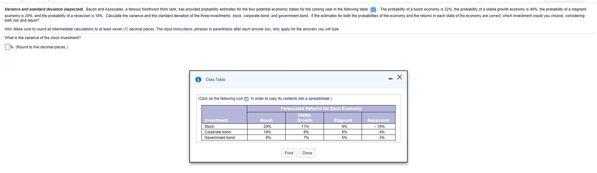 Solved Variance and standard deviation (expected). Bacon and | Chegg.com