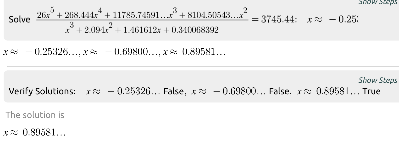 Solved Show Steps 4. 3 Solve 5 2 26xº + 268.444r+ + | Chegg.com