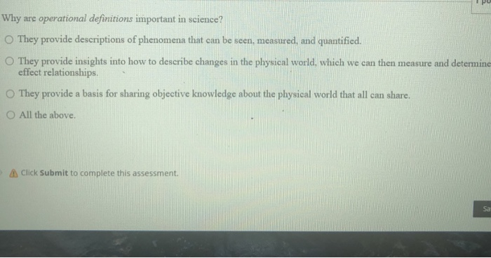 Solved Why are operational definitions important in science? | Chegg.com