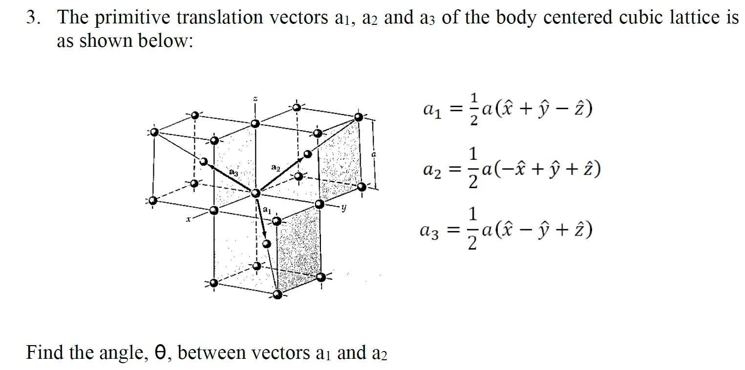 Solved 3. The primitive translation vectors ai, a2 and az of | Chegg.com