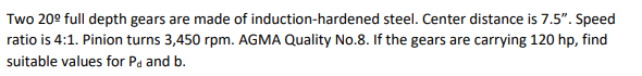 Solved Two 20∘ full depth gears are made of | Chegg.com