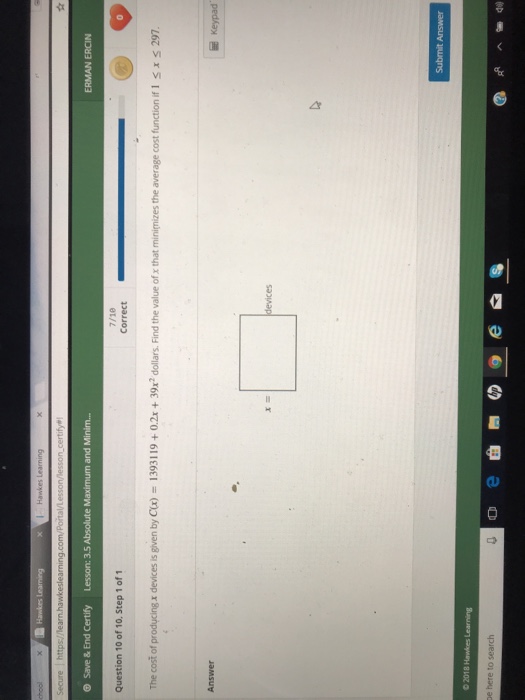 Solved Save&End Certify Lesson: 3.5 Absolute Maximum and | Chegg.com