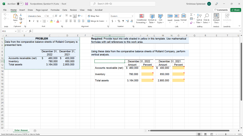 Solved Please use cell references according to excel and the | Chegg.com