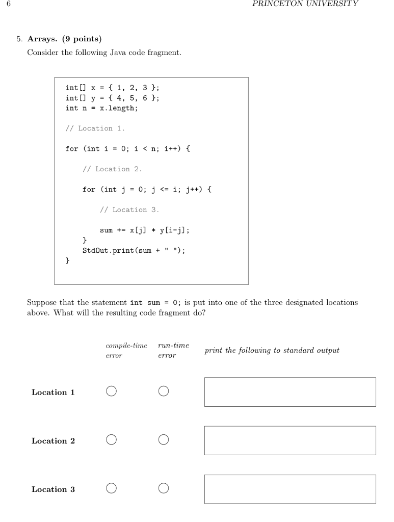 Solved 5. Arrays. (9 points) Consider the following Java | Chegg.com Solved 5. Arrays. (9 points) Consider the following Java | Chegg.com