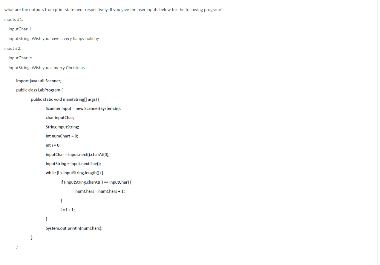 Solved what are the outputs from print statement | Chegg.com