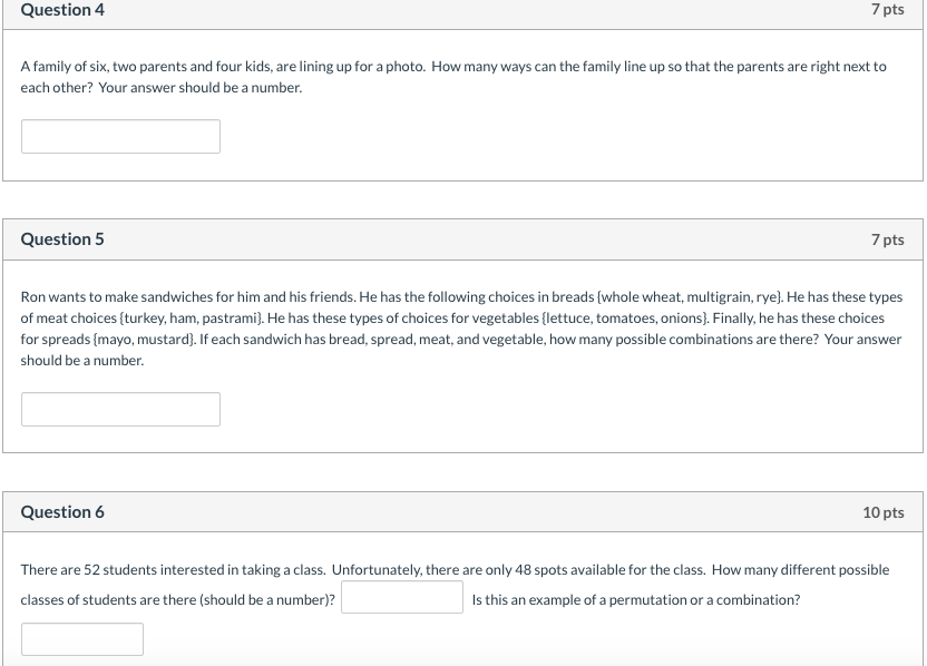 Solved Question 4 7 pts A family of six, two parents and | Chegg.com