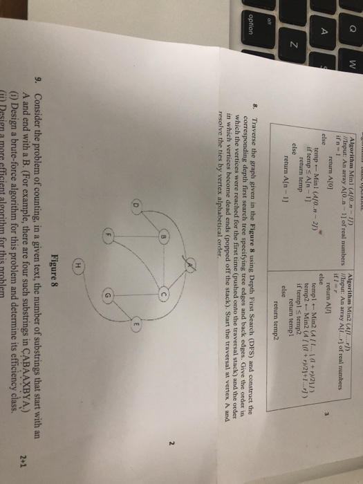 Solved Algorithm Min2 (All..)n ifi r else Algorithm Min1 | Chegg.com