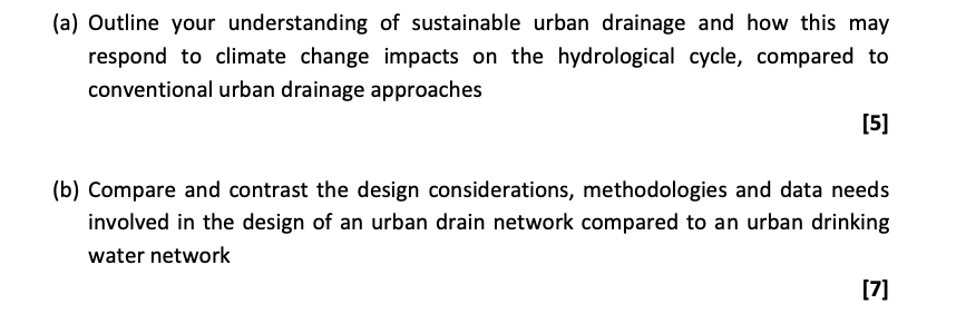 Solved (a) Outline your understanding of sustainable urban | Chegg.com