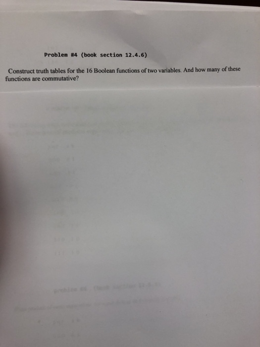 Solved Problem #4 (book section 12.4.6) Construct truth | Chegg.com