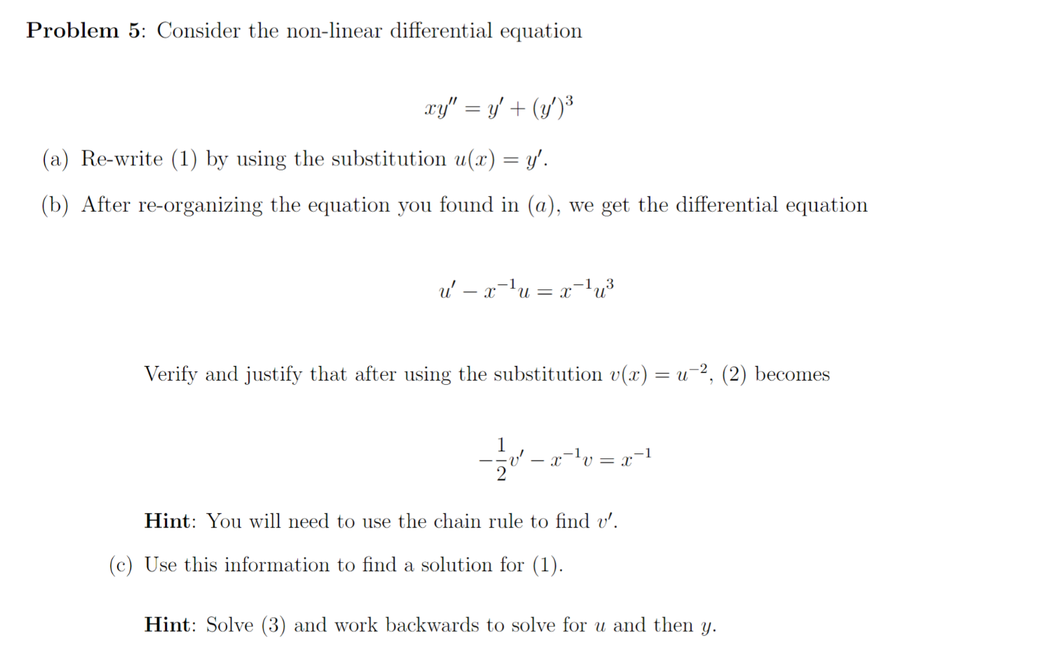 Solved Problem 5: Consider the non-linear differential | Chegg.com