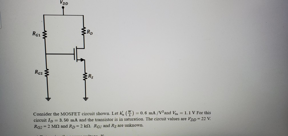 Solved VOD Roz Consider the MOSFET circuit shown. Let k ) = | Chegg.com