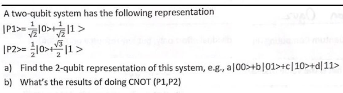 Solved A two-qubit system has the following representation | Chegg.com