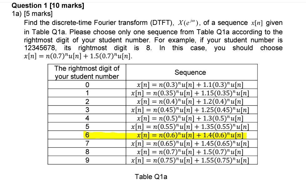 Solved Question 1 [10 marks] 1a) [5 marks] Find the | Chegg.com