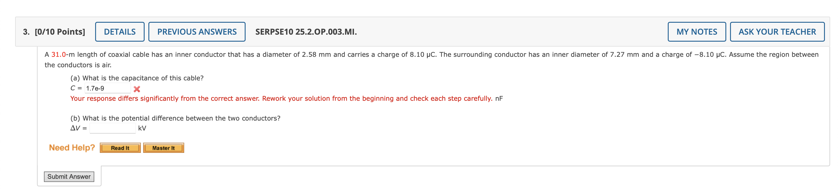 Solved the conductors is air. (a) What is the capacitance of | Chegg.com