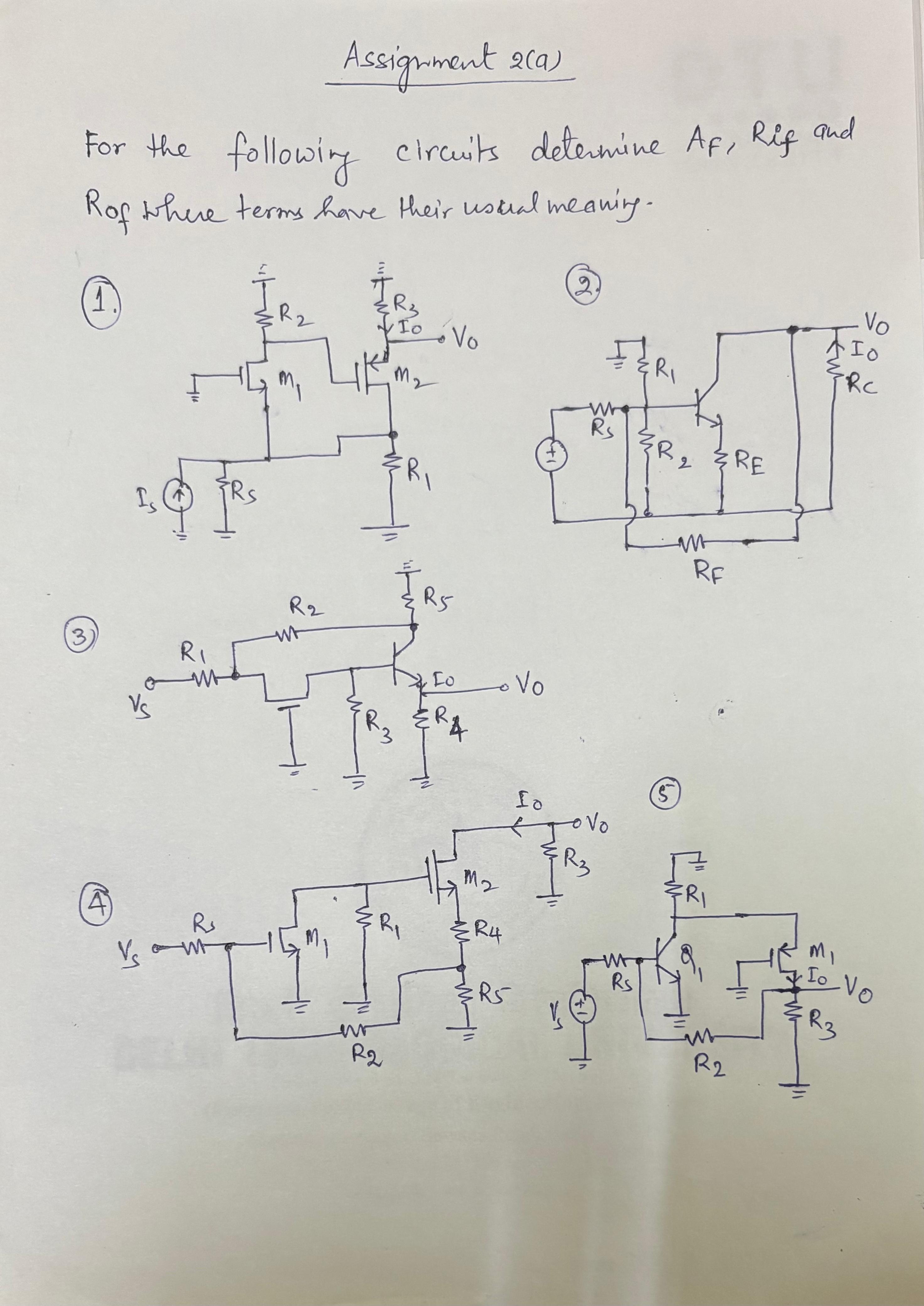 Assignment 2(a)For the following circuits determine | Chegg.com