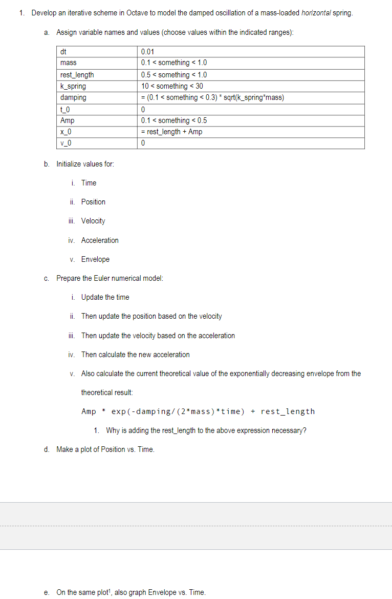 Solved 1. Develop an iterative scheme in Octave to model the | Chegg.com