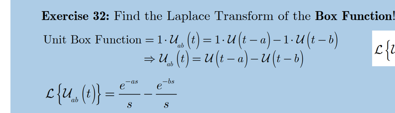 Solved Exercise 32: Find the Laplace Transform of the Box | Chegg.com