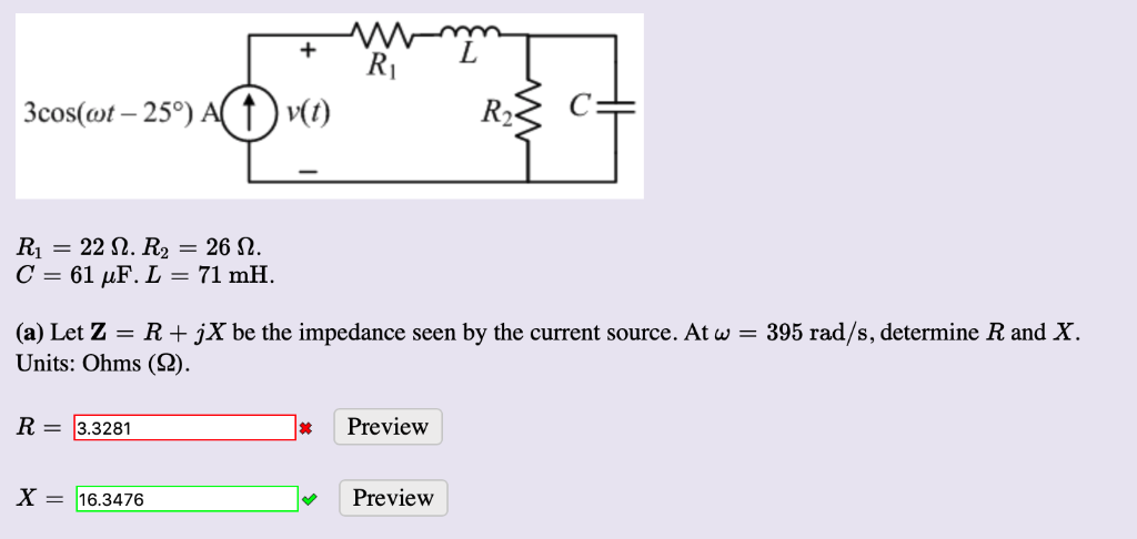 Solved R1 3cos(ot-25° (a) Let Z R +jX be the impedance seen | Chegg.com