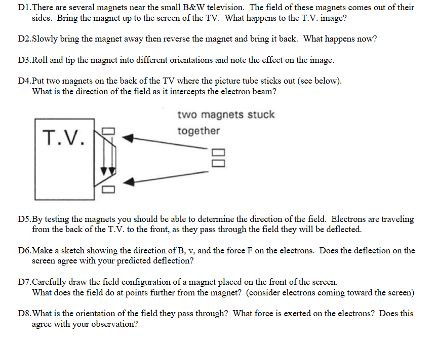 Solved D1.There are several magnets near the small B\&W | Chegg.com