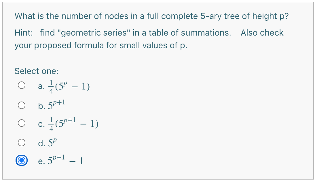 Solved What is the number of nodes in a full complete 5-ary | Chegg.com