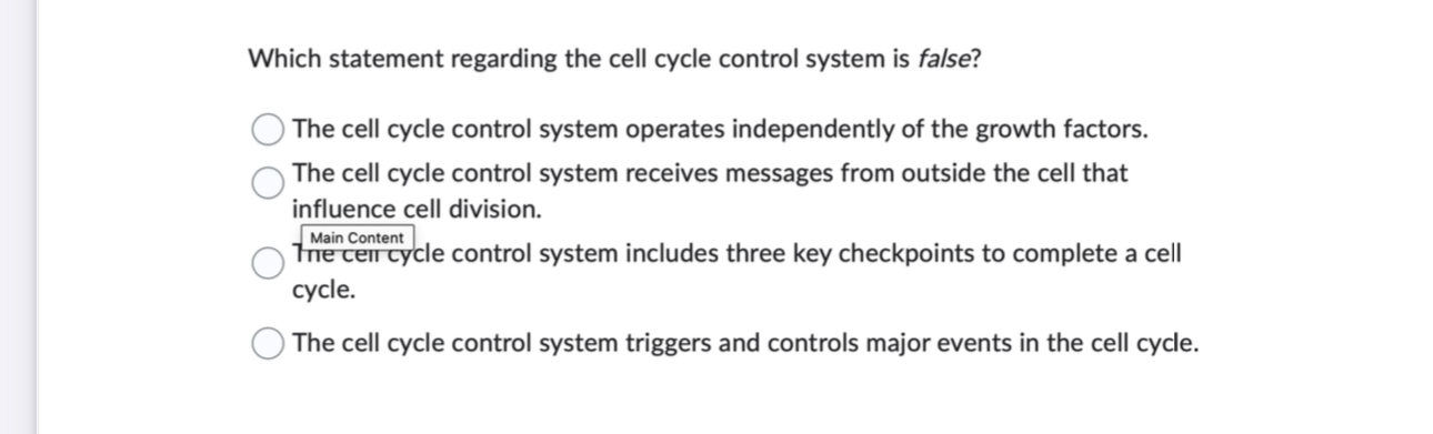 Solved Which statement regarding the cell cycle control | Chegg.com