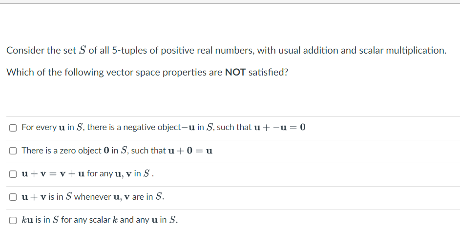 Solved Consider the set S of all 5-tuples of positive real | Chegg.com