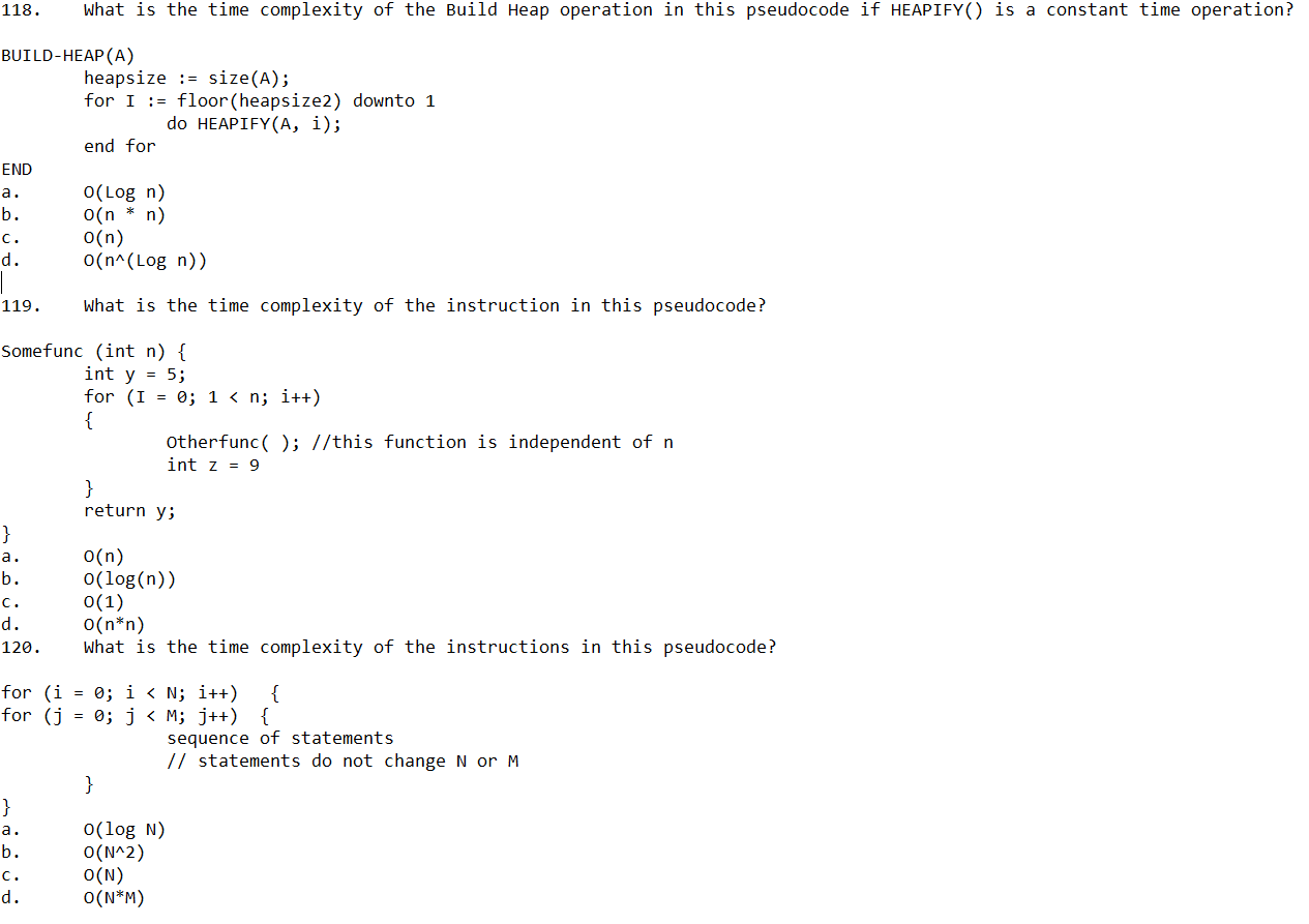 Solved 18. What is the time complexity of the Build Heap | Chegg.com