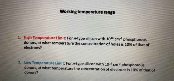 Solved Working temperature range 1. High Temperature Limit: | Chegg.com