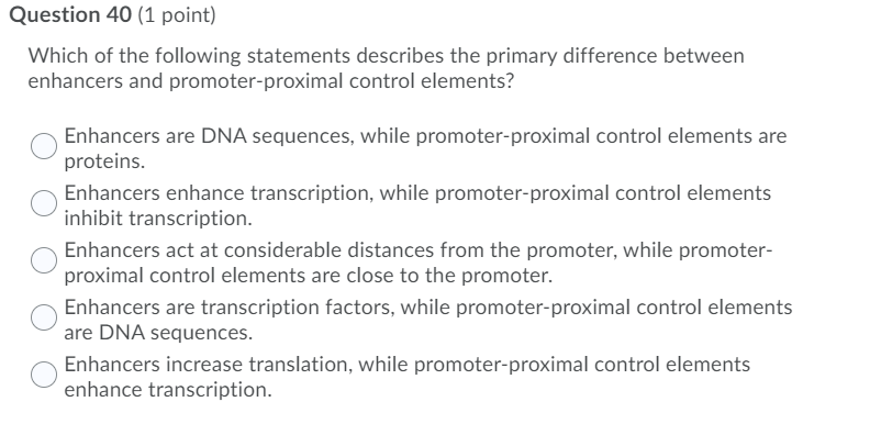 Solved Question 40 (1 point) Which of the following | Chegg.com
