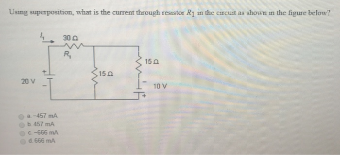 Solved Using superposition, what is the current through | Chegg.com