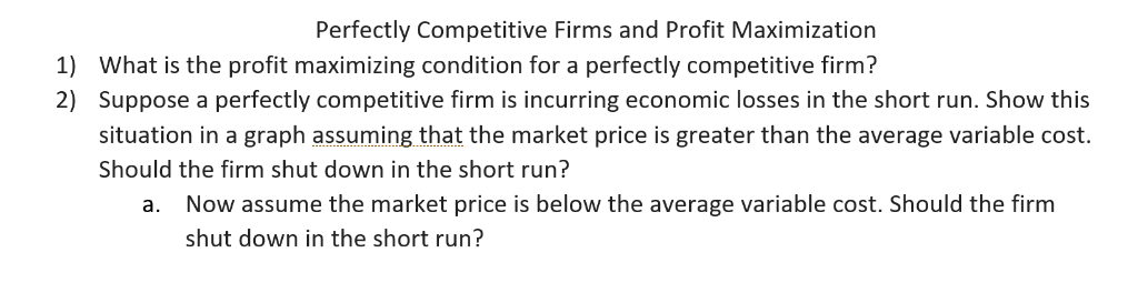 Solved Perfectly Competitive Firms and Profit Maximization | Chegg.com