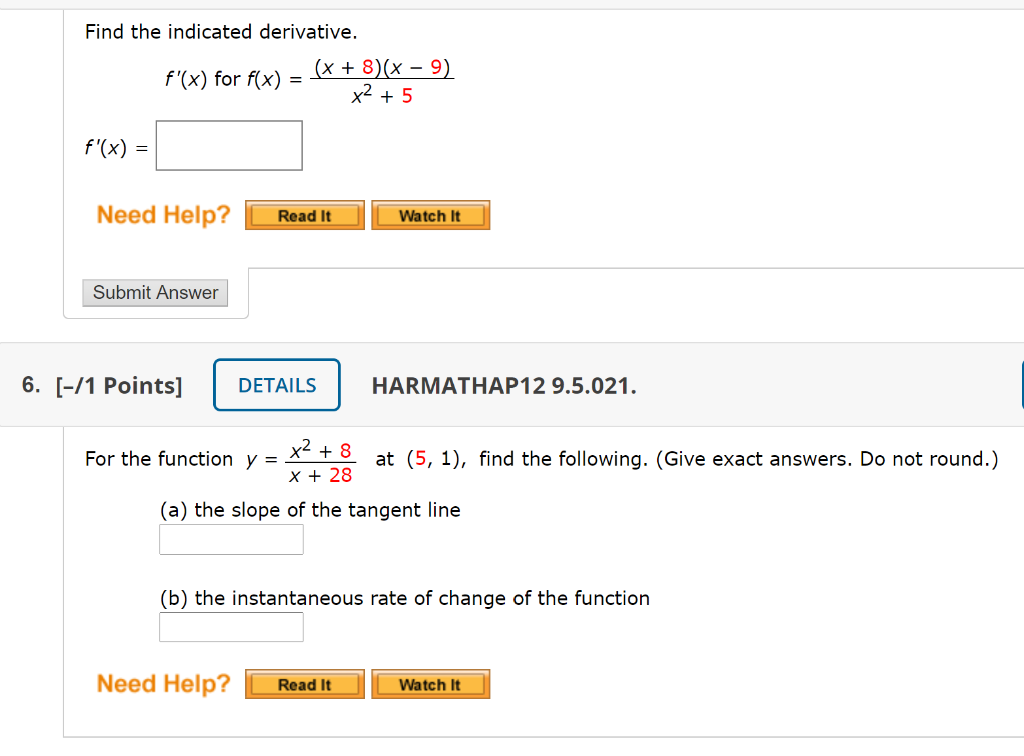 Solved Find the indicated derivative. (x + 8)(x - 9) f'(x) | Chegg.com