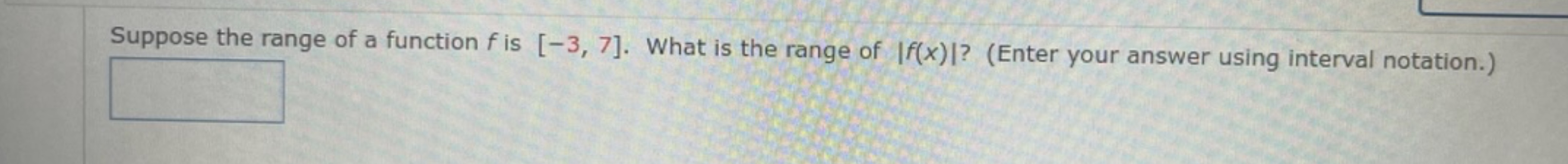 Solved Suppose the range of a function f ﻿is -3,7. ﻿What is | Chegg.com
