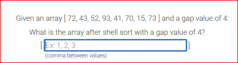 Solved Given an array [72,43,52,93,41,70,15,73] and a gap | Chegg.com