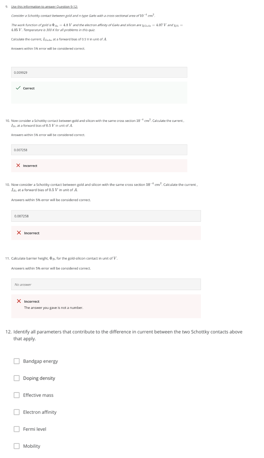 Solved GaAs material parameters: Band gap energy at 300 K: E | Chegg.com