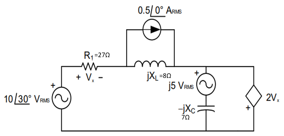 Obtain the complex power of the steady-state 2Vx | Chegg.com