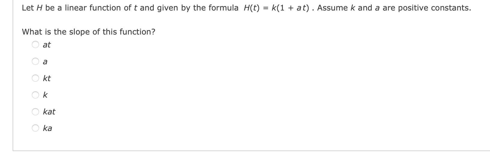 Solved Let H be a linear function of t and given by the | Chegg.com