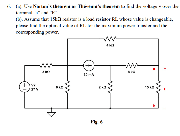 Solved (a). Use Norton's theorem or Thévenin's theorem to | Chegg.com