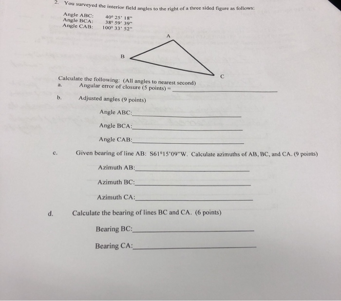 Solved the interior field angles to the right of a three | Chegg.com