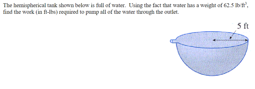 Solved The hemispherical tank shown below is full of water. | Chegg.com
