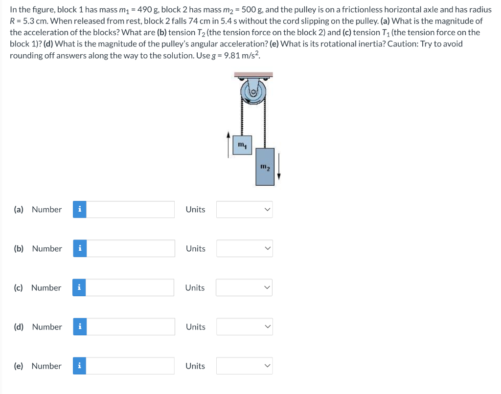 Solved In the figure, block 1 has mass m1=490 g, block 2 has | Chegg.com