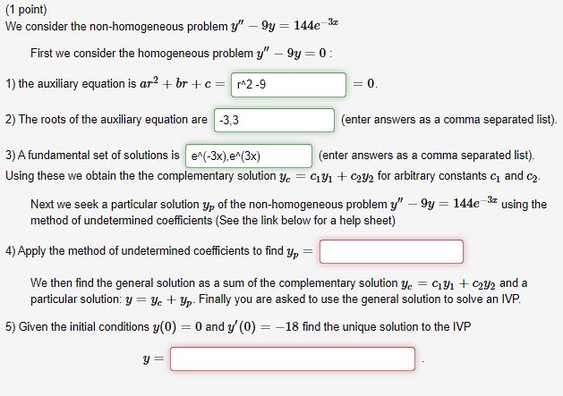 Solved (1 ﻿point)We consider the non-homogeneous problem | Chegg.com