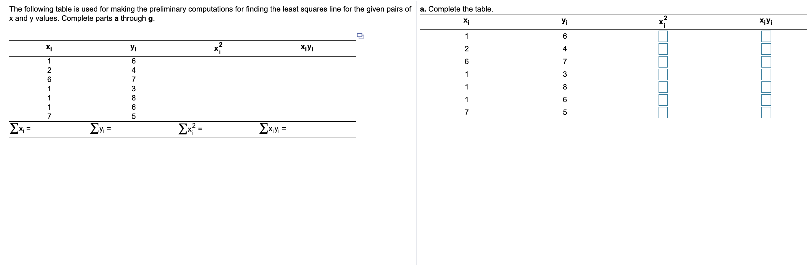 Solved The following table is used for making the | Chegg.com
